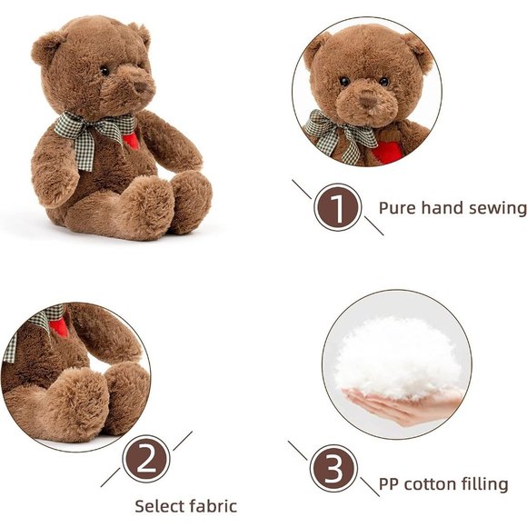Toys | 114 Brown Small Stuffed Animal Teddy Bear With Heart Plushie Toy ...
